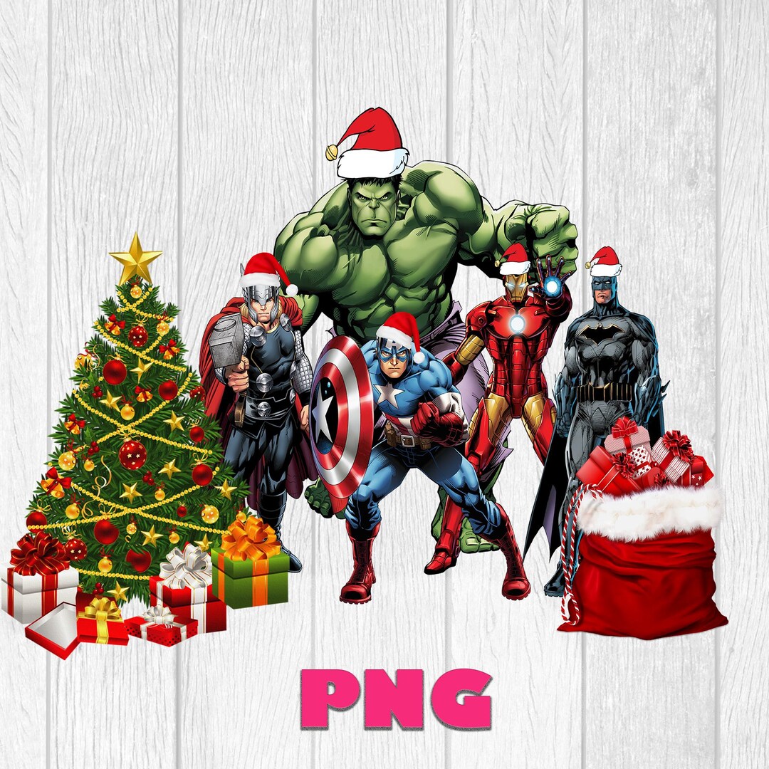 Christmas Avengers PNG Clipart, Superhero Clipart, Hulk PNG, Iron Man ...
