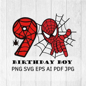 Spiderman 9th Birthday SVG Spiderman Birthday Boy PNG File for T-shirt ...
