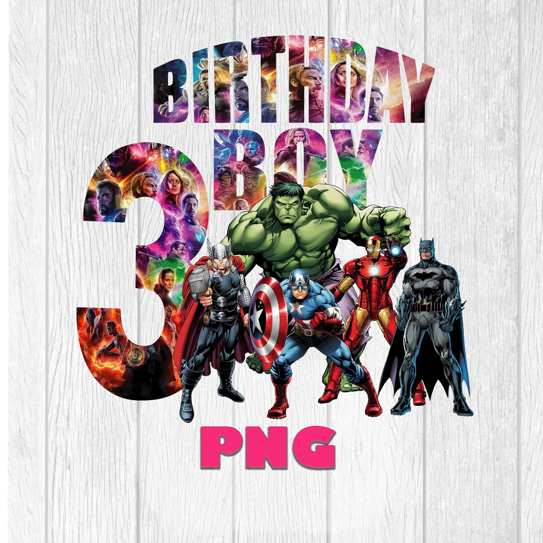 Avengers Birthday Boy 3 Clipart: Super Heroes PNG - Etsy