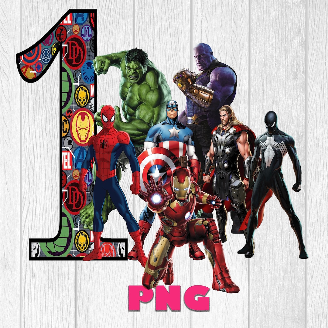 Avengers Birthday Boy Clipart: Super Heroes PNG (transparent Background ...