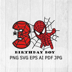 Spiderman 3rd Birthday Digital File Svg PNG Happy Birthday Spiderman ...