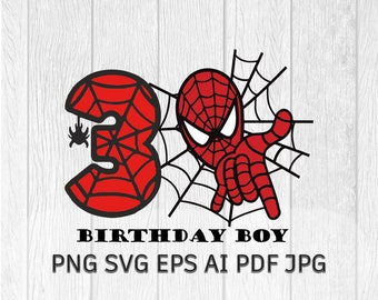 Spiderman 3rd Birthday Digital File Svg PNG Happy Birthday Spiderman ...