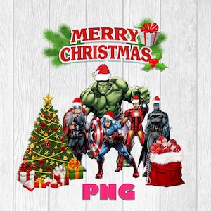 Christmas Avengers PNG Clipart, Superhero Clipart, Hulk PNG, Iron Man ...