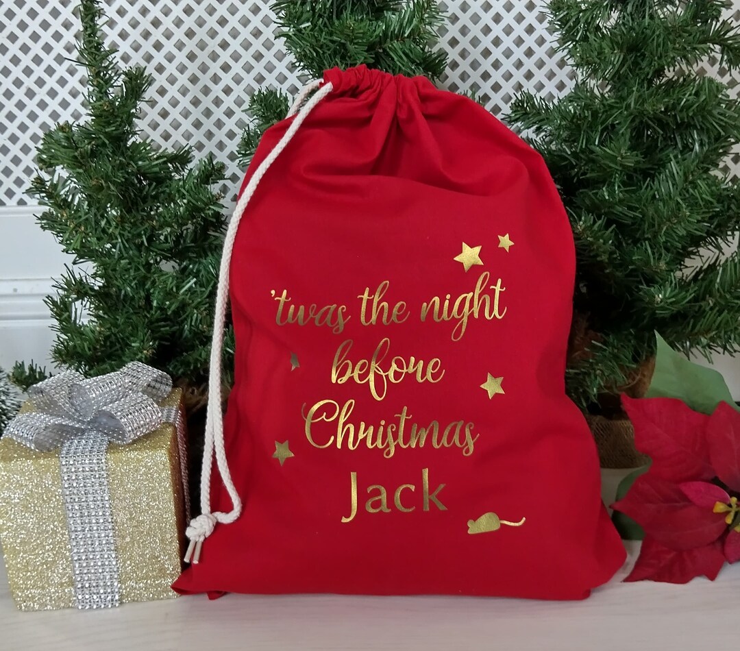 Personalised Santa Sack - Christmas Eve Box - Name Christmas Gift Bag ...