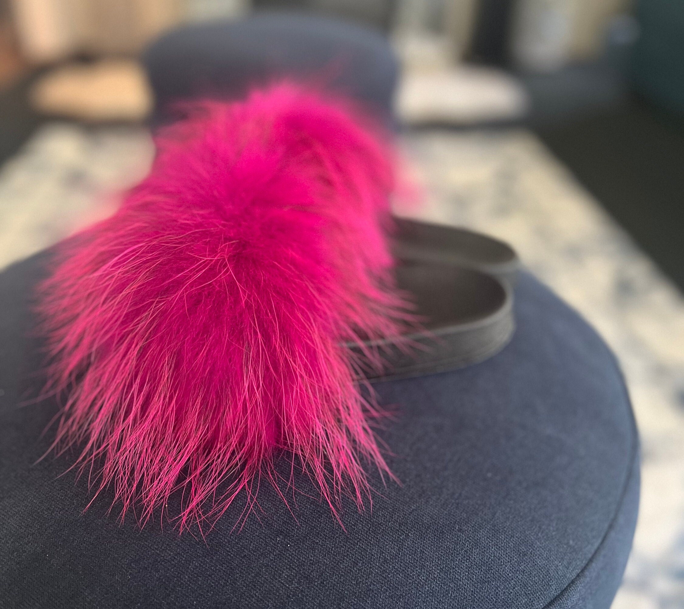 Multi Colored Fur Slides - Etsy