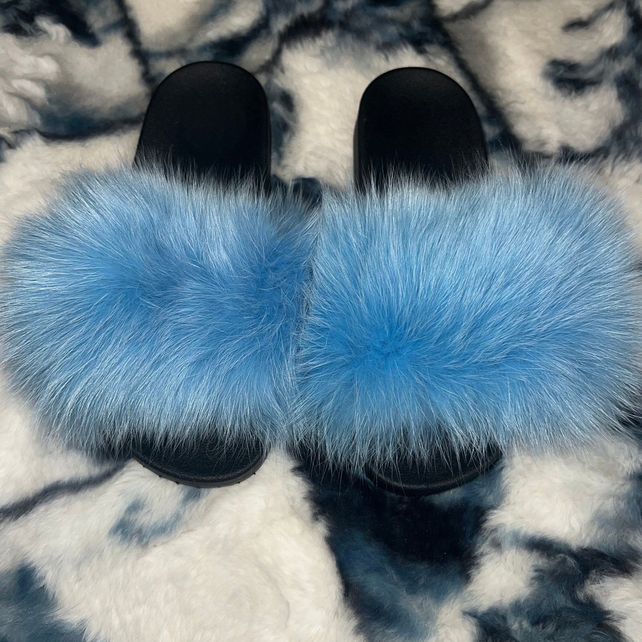 Multi Colored Fur Slides - Etsy