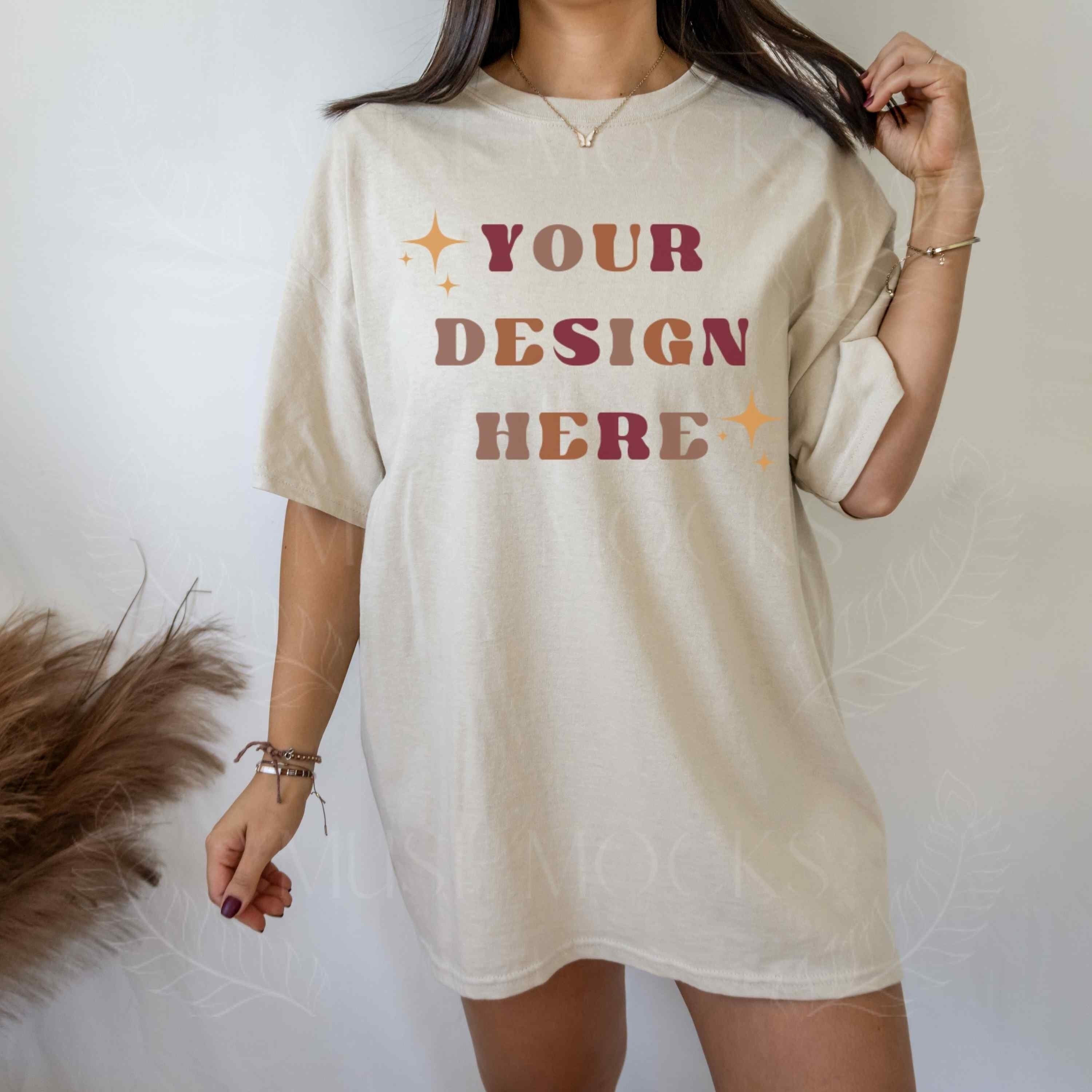 Gildan 5000 Mockup Sand Mockup Gildan Mockup Gildan Crew T Shirt Mock ...