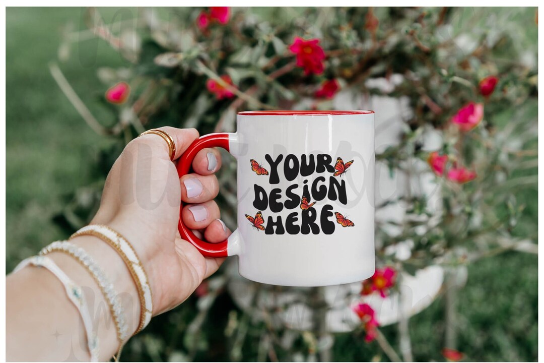 Mug Mockup Red Handle Mug Mockup Red Accent Mug Mock up 11 Oz Mug ...