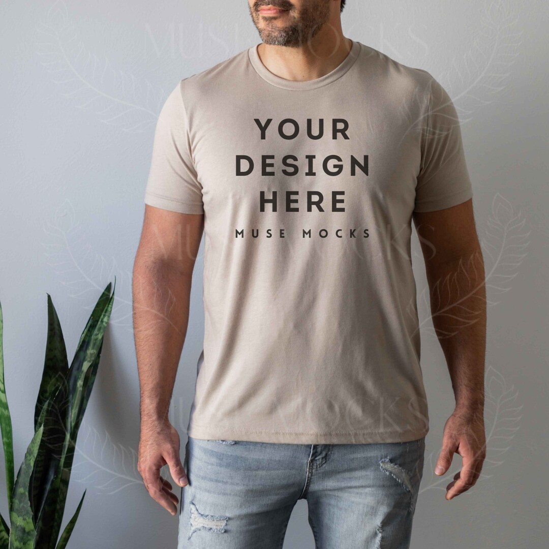 Bella Canvas 3001 Mockup Heather Tan Shirt Mockup Male Mock up Men Mock ...