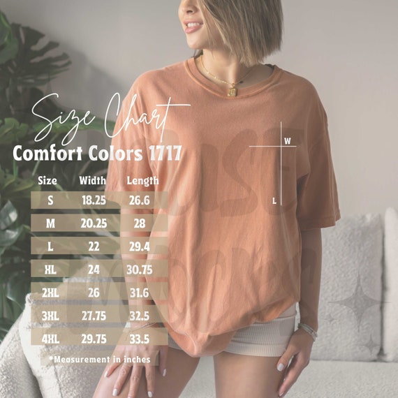 Comfort Colors 1717 Size Chart Comfort Colors Size Chart 1717 - Etsy