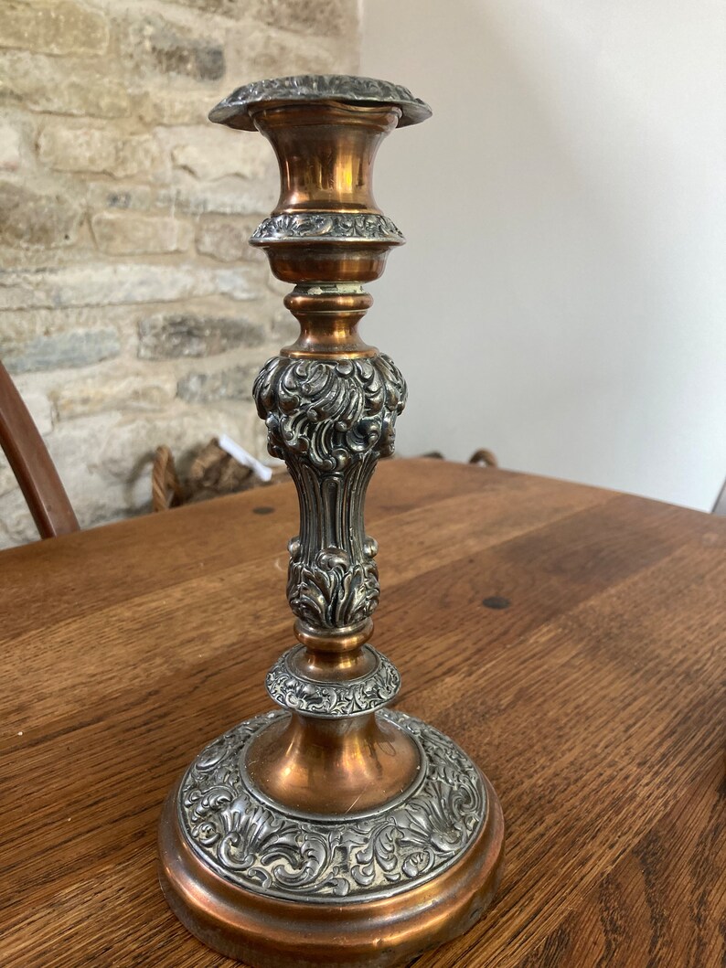 19th Century Georgian, Silver Plate and Copper Candlesticks, Pair. - Etsy