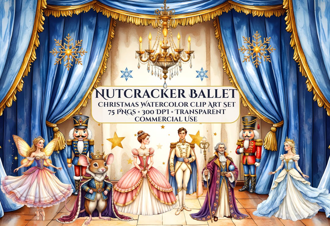 Nutcracker Ballet Watercolor Clip Art Bundle, Ballerina Clipart ...