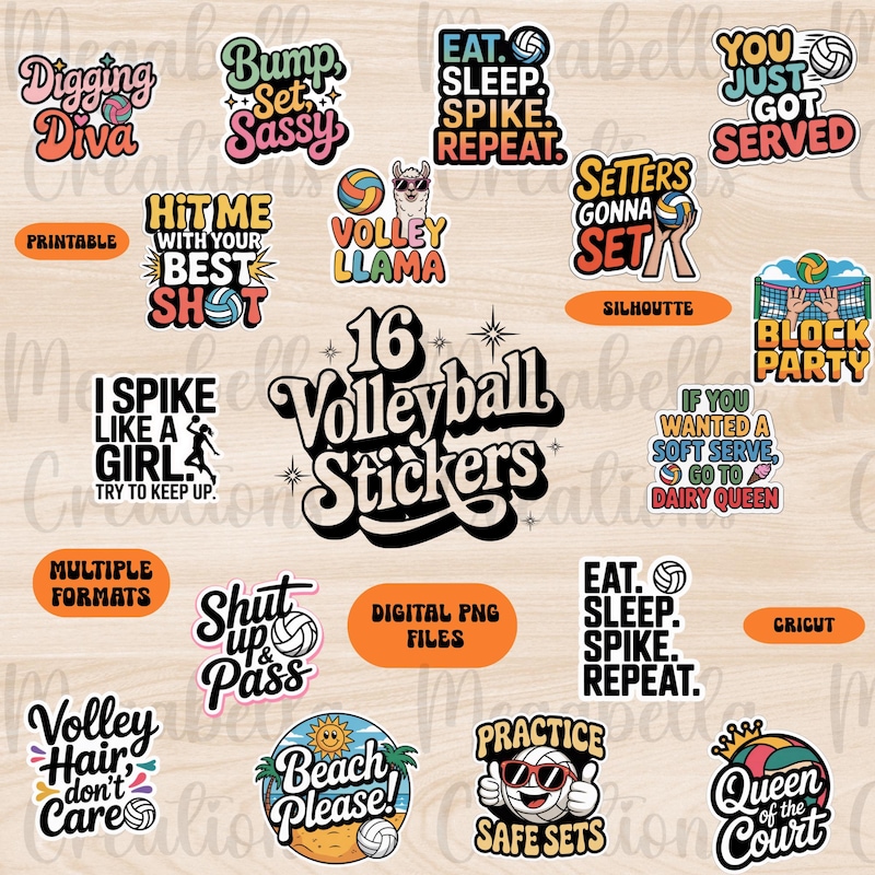 Funny Volleyball Stickers - Etsy