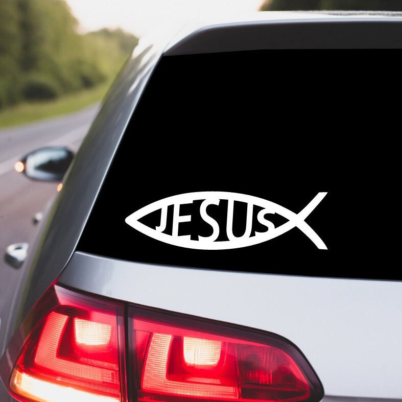 Jesus Fish Vinyl Decal Car Decal Laptop Decal Window Sticker Religious ...