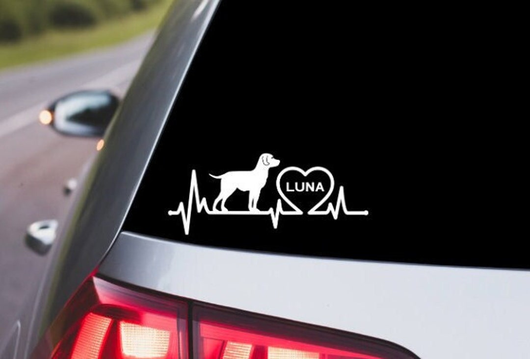Custom Dog Heartbeat Vinyl Car Decal - Personalized Pet Love for Dog ...