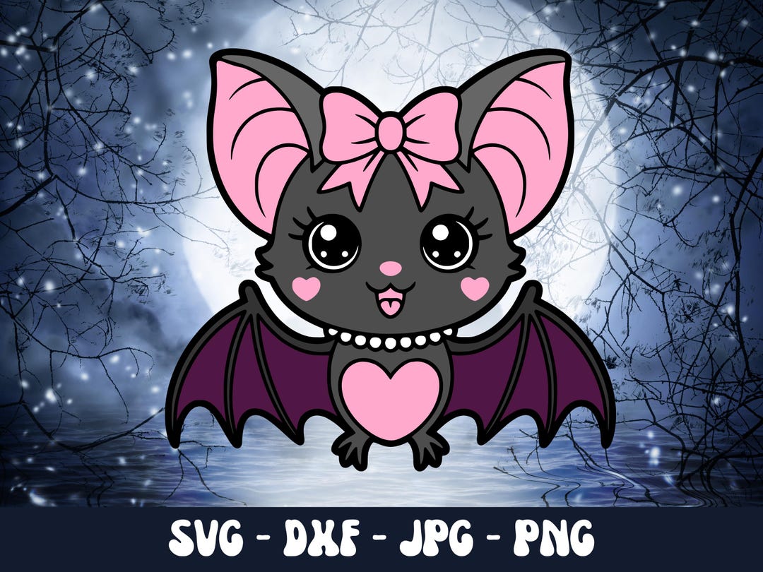 Kawaii Coquette Bat SVG, Cute Spooky Season Bat Layered Cut File, Png ...