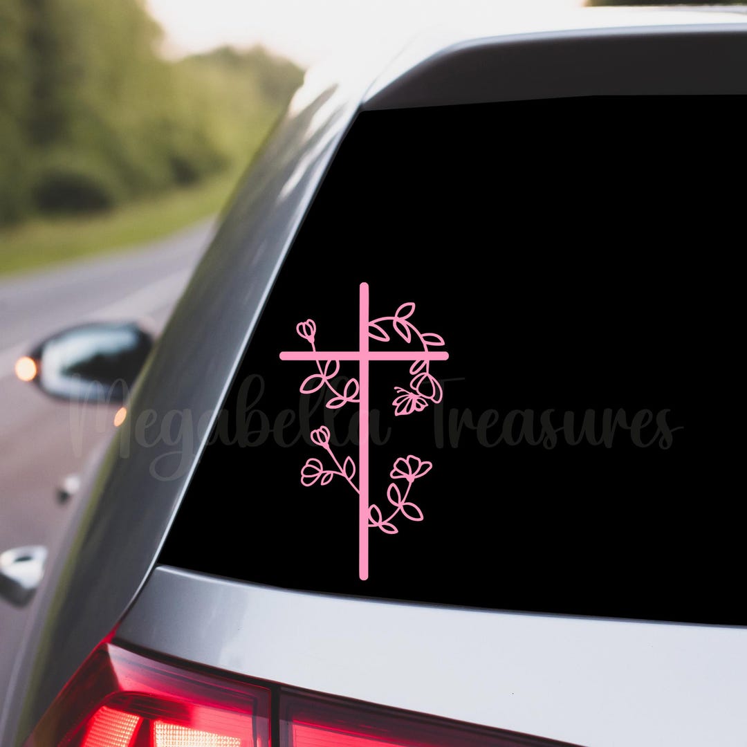 Floral Cross Decal Car Decal Laptop Decal Window Sticker Religious ...