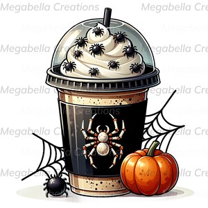 Halloween Coffee Clipart Set, Scary Gothic Watercolor Hot Coffee Drink ...