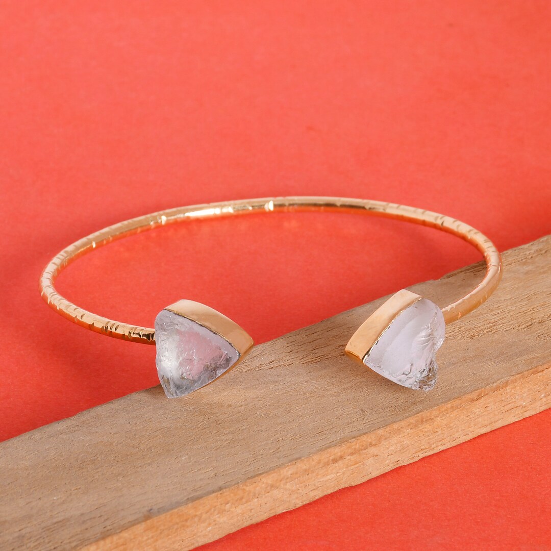 Raw Crystal Quartz Bangle, Trillian Shape Bangle ,natural Gemstone ...