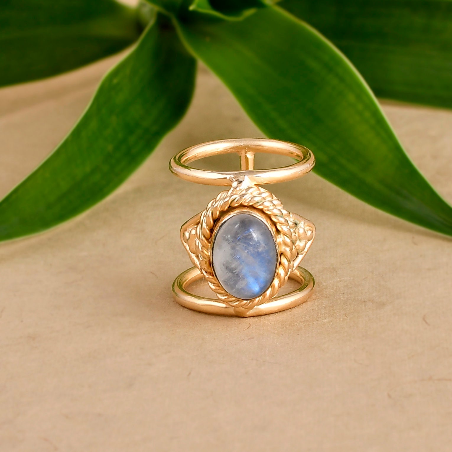 Natural Rainbow Moonstone Ring Oval Shape Ring Unique Ring - Etsy
