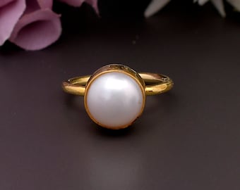 Bezel Set Pearl Ring | Etsy