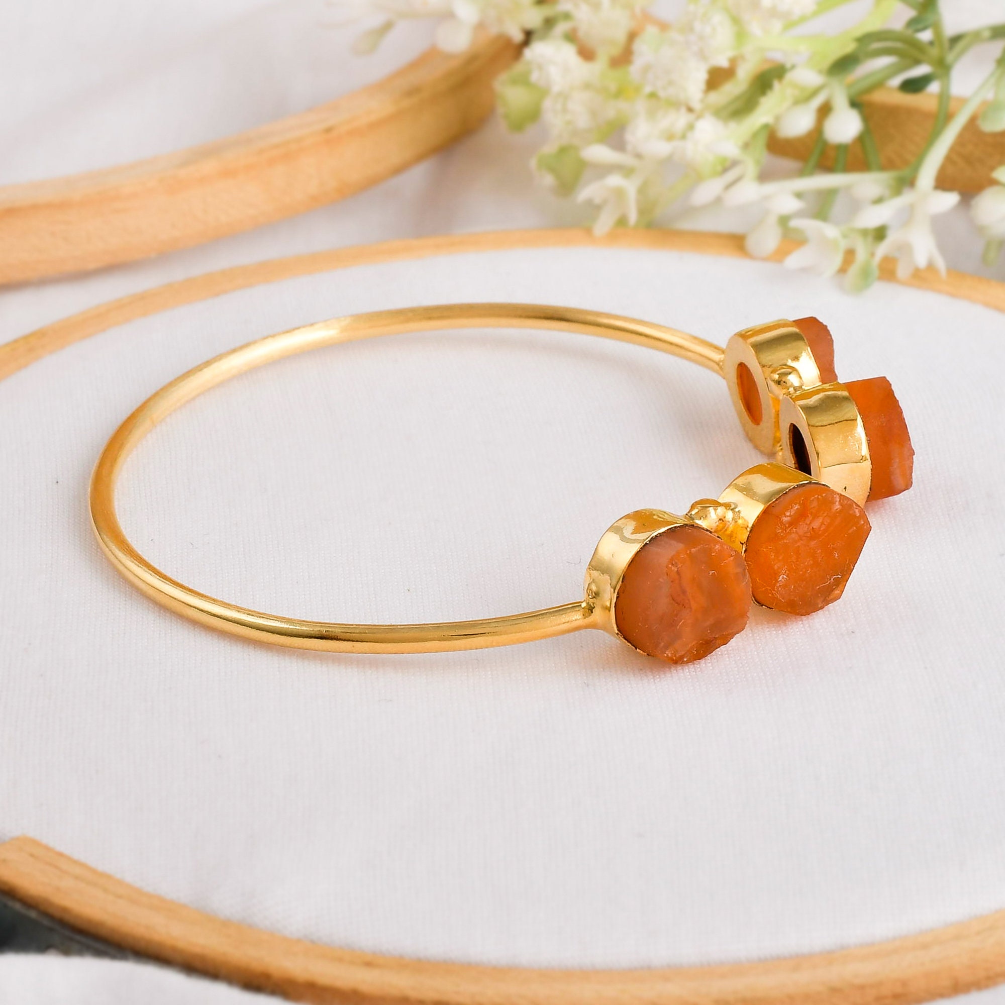 Raw Carnelian Bangle Handmade Bangle Bezel Set Bangle | Etsy