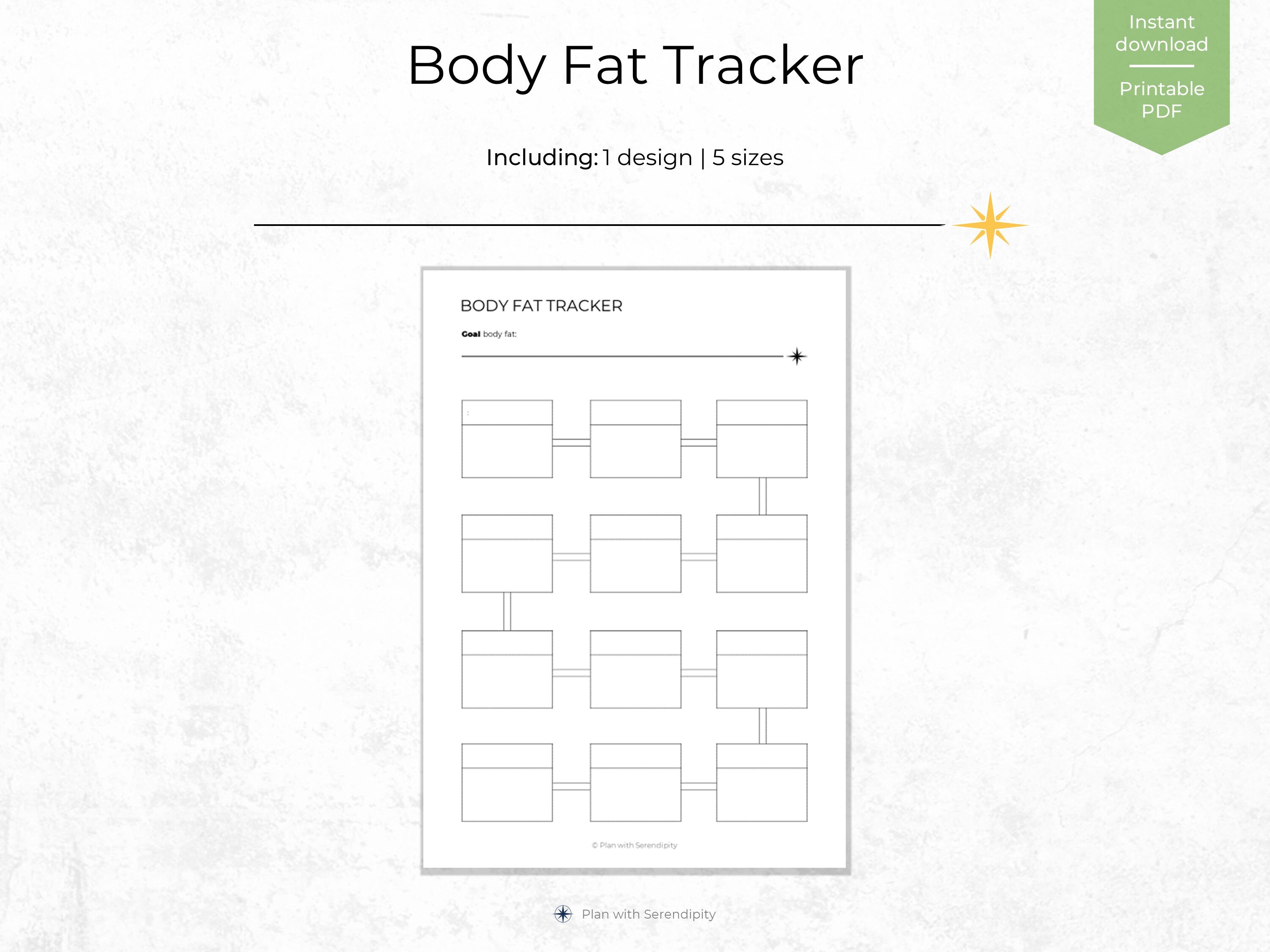 Body Fat Tracker Printable A4 A5 Letter Half Size PDF Printable - Etsy