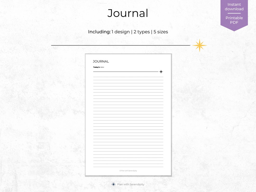 Journal Planner Printable, Journal Paper, Writing Printable, Note ...