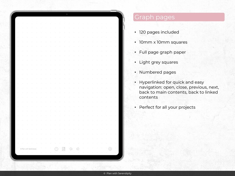 10mm Dot Grid Notebook for Digital Planning, Fully Hyperlinked Contents ...