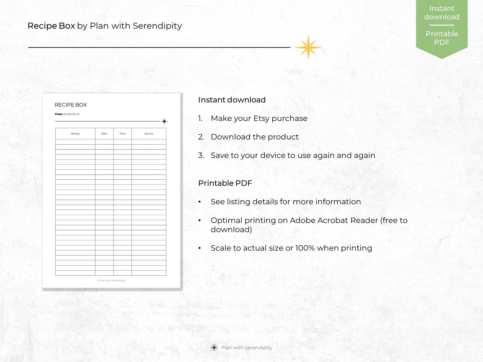 Recipe Card Printable Recipe Card Template Recipe Card - Etsy