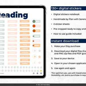 Digital Reading Stickers, Digital Stickers, Goodnotes Stickers, Digital ...