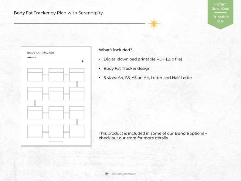 Body Fat Tracker Printable A4 A5 Letter Half Size PDF Printable - Etsy