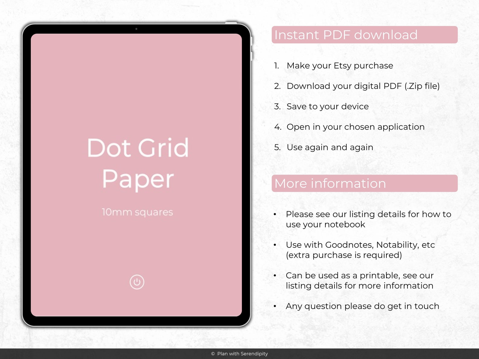 10mm Dot Grid Notebook for Digital Planning, Fully Hyperlinked Contents ...