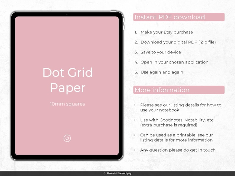 10mm Dot Grid Notebook for Digital Planning, Fully Hyperlinked Contents ...