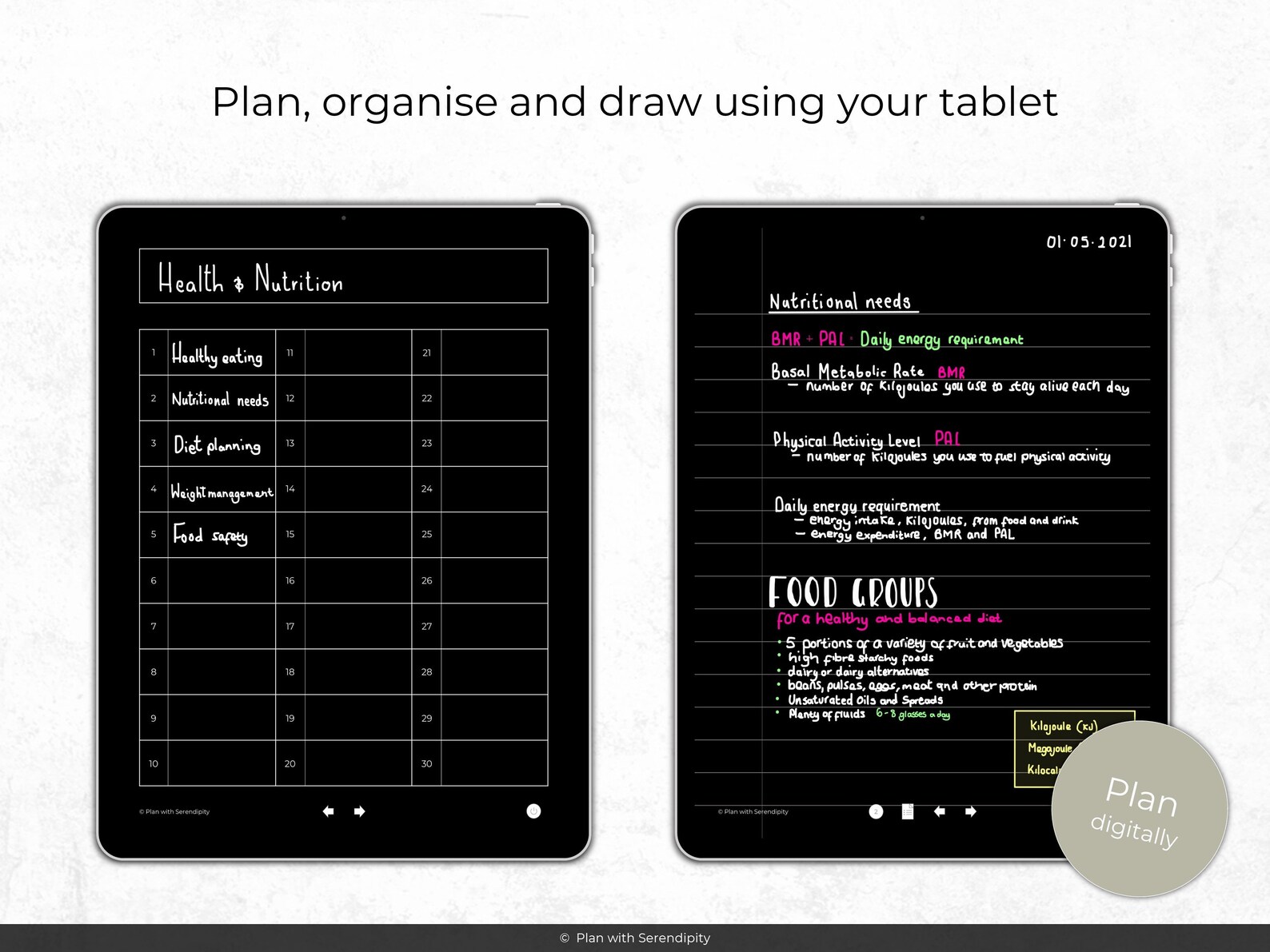 Double Ruled Dark Mode Notebook for Digital Planning, Fully Hyperlinked ...