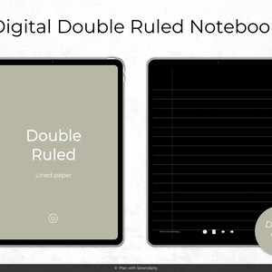 Double Ruled Dark Mode Notebook for Digital Planning, Fully Hyperlinked ...