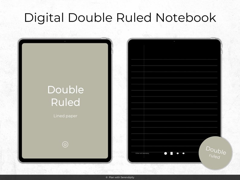 Double Ruled Dark Mode Notebook for Digital Planning, Fully Hyperlinked ...