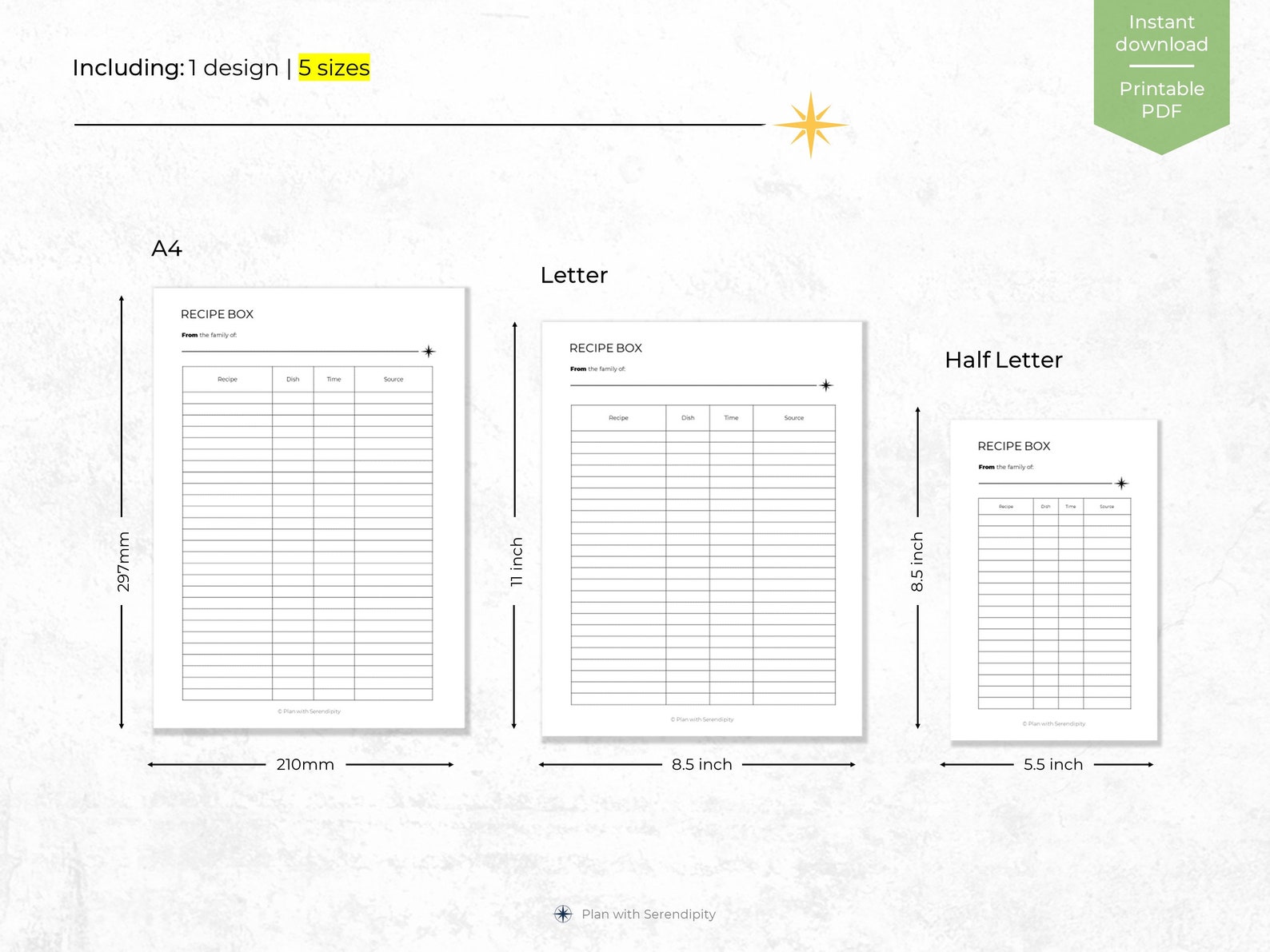 Recipe Card Printable, Recipe Card Template, Recipe Card, Recipe Box ...