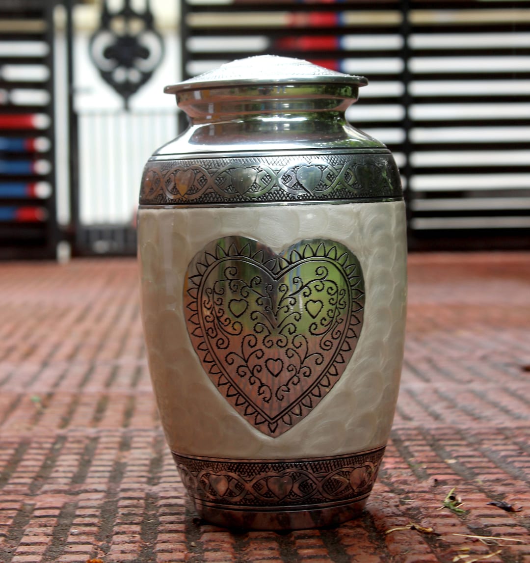 Cremation Urns Heart Cremation Urn Sliver Heart Funeral Urn for Human ...