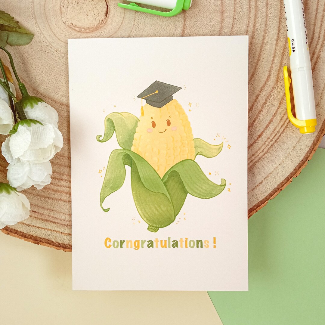 Congratulations and Graduation Corn Cute Illustrated - Etsy