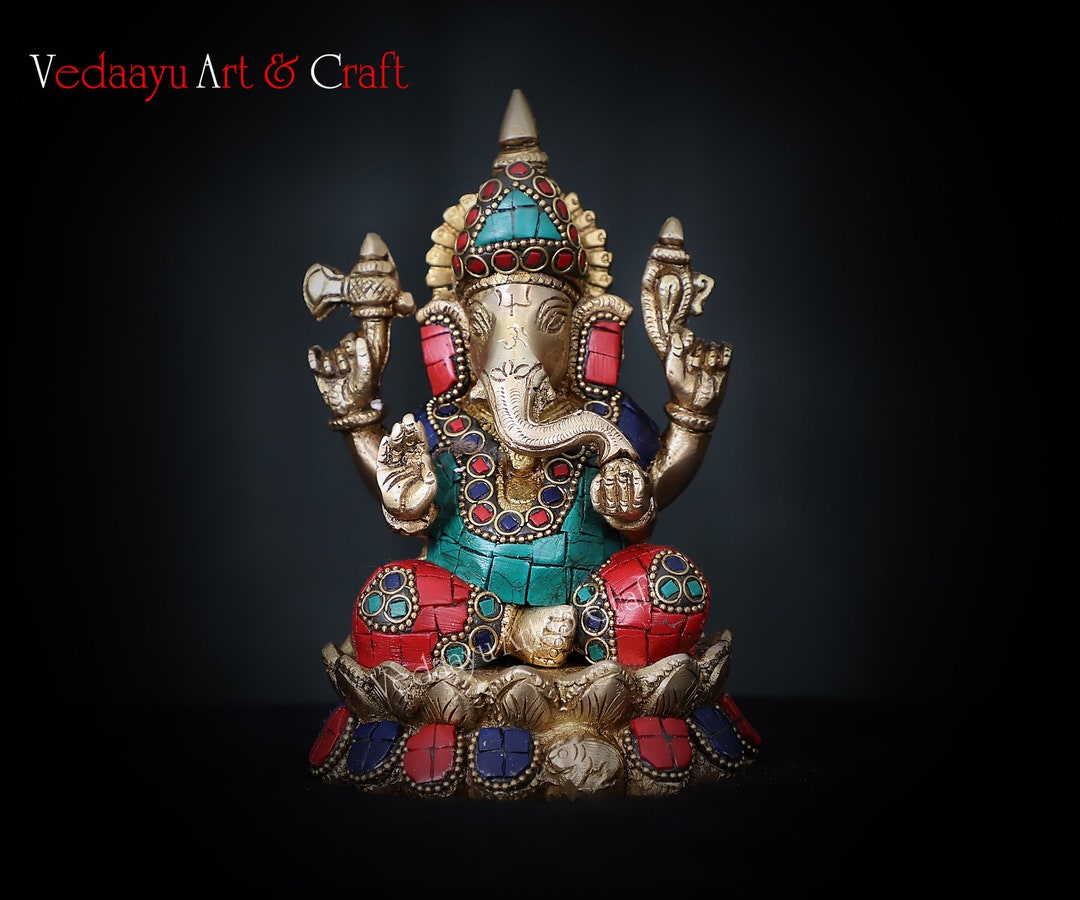 Brass Ganesha Statue, Ganesh Idol Sculpture, Ganpati Good Luck Gift for ...