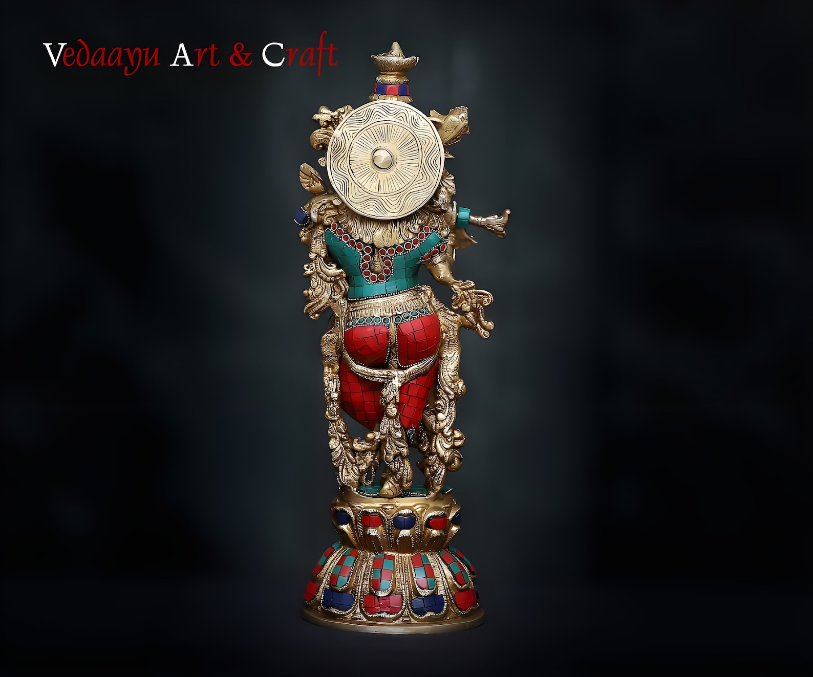 Krishna Statue Brass Hindu God Flute Kirshan Sculpture Figurine Figure ...