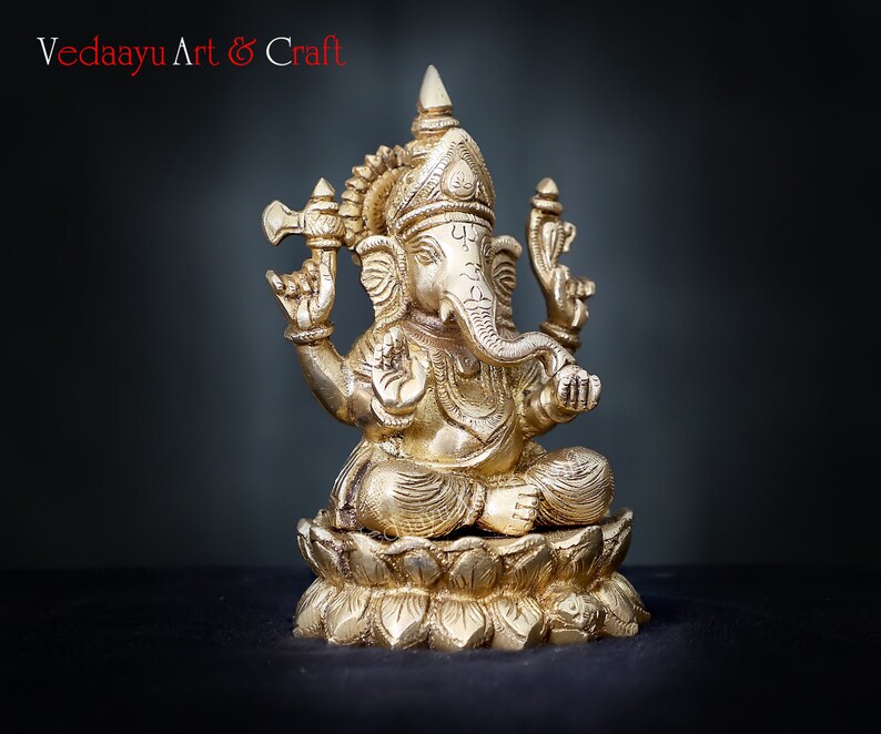 Brass Lakshmi Ganesha Statue – Handmade Antique Hindu Idol, Diwali ...