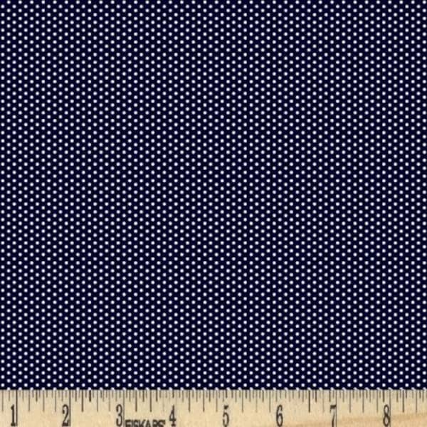 White With Navy Pin Dot Fabric - Etsy