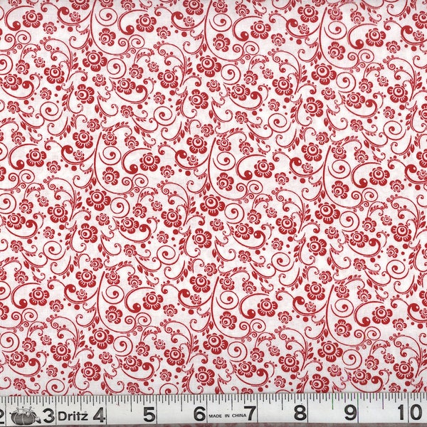 White Fabric With Red Print - Etsy
