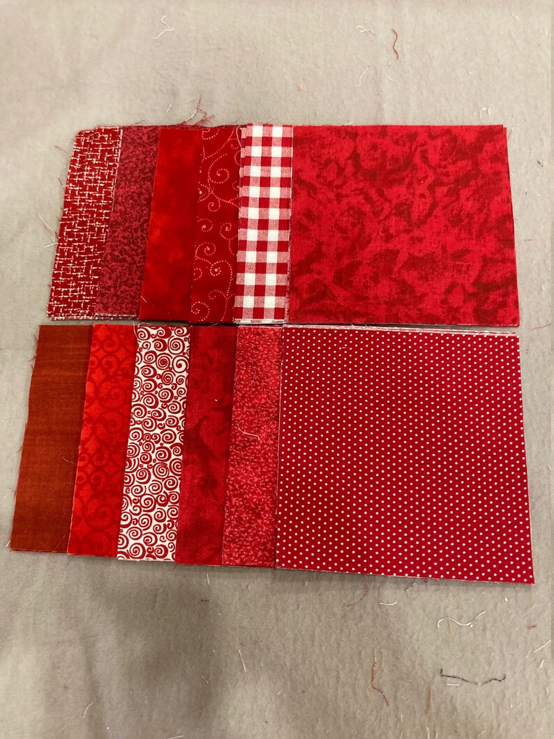 21-229 Red Blends & White 5 Inch by 5 Inch Squares Charm | Etsy