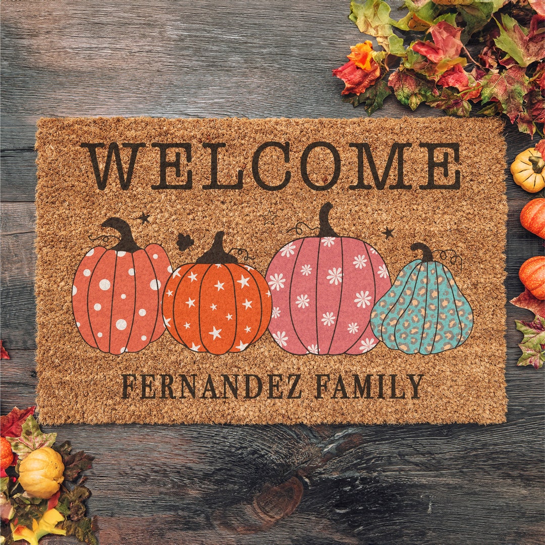 Personalized Door Mat, Fall Welcome Mat, Fall Decor, Pumpkin ...
