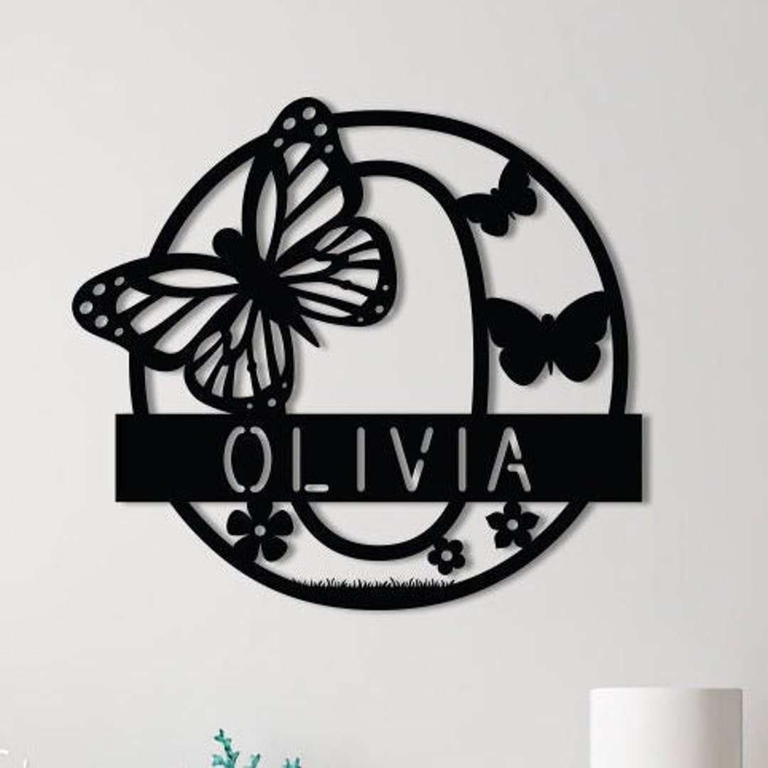 Custom Metal Butterfly Monogram Sign, Personalized Monogram Sign ...