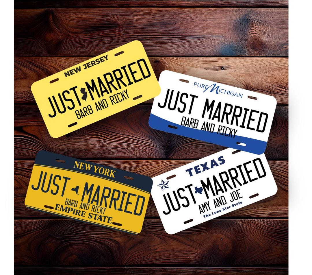 Wedding License Plate - Just Married Mr. and Mrs. - Wedding Car License ...