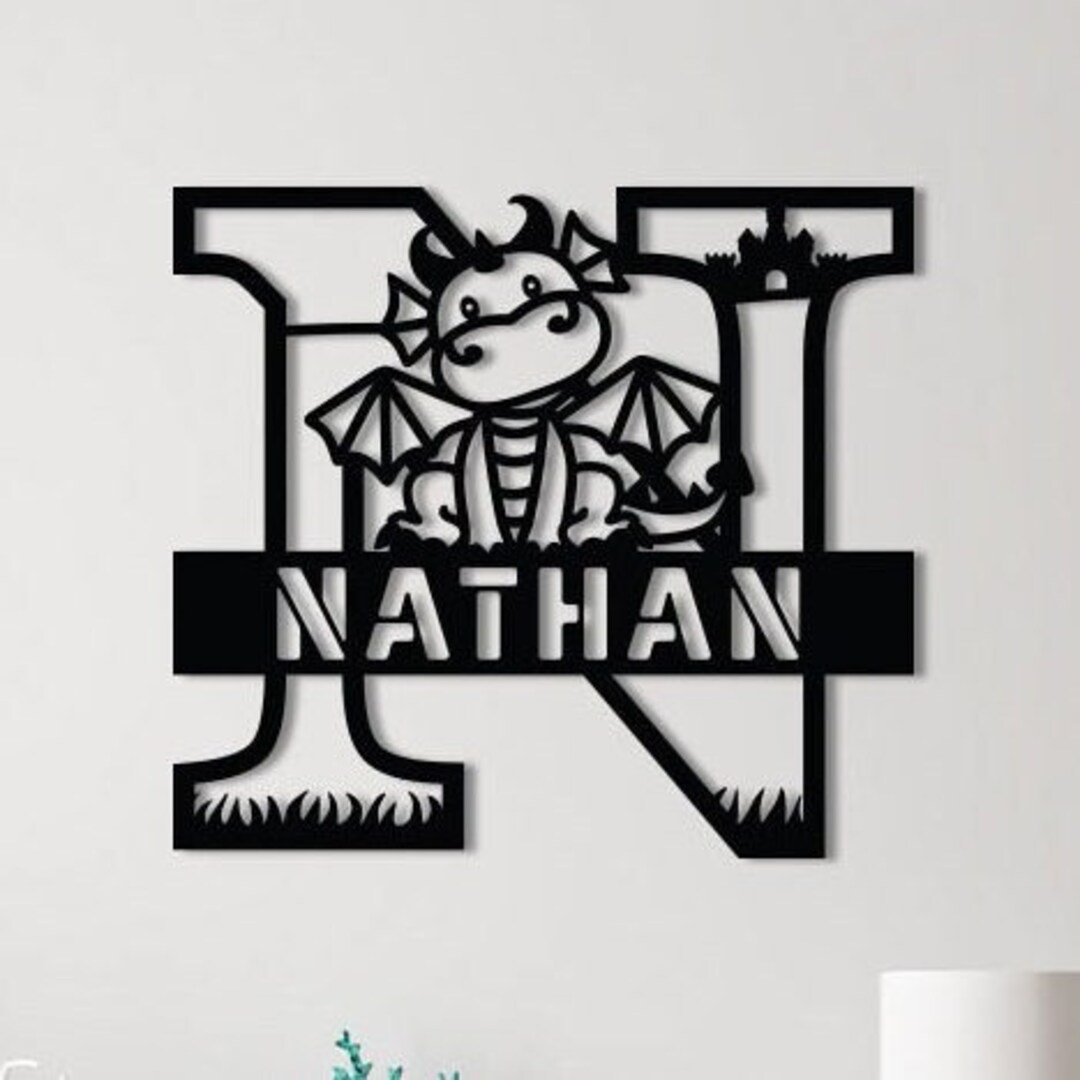 Custom Metal Dragon Monogram Sign, Personalized Monogram Sign, Custom ...